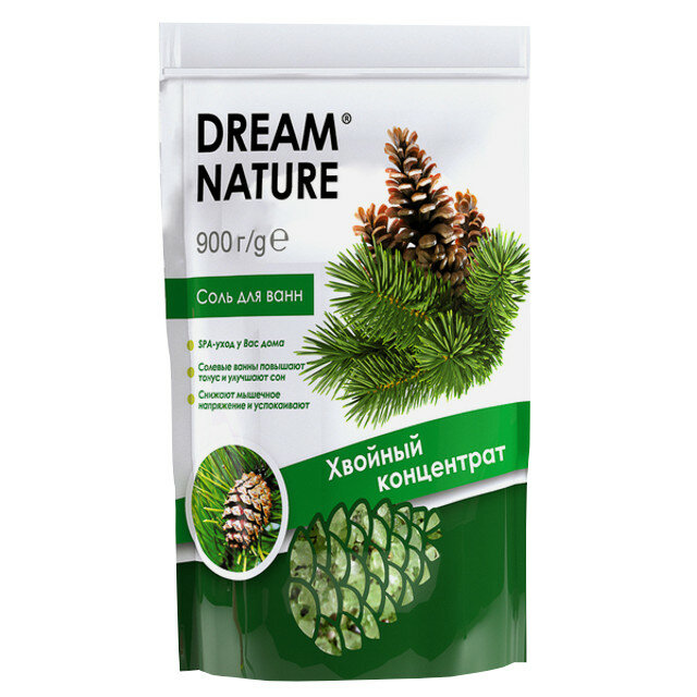 DREAM NATURE Соль для ванн Хвойный концентрат 900 г с хвойным ароматом для релаксации