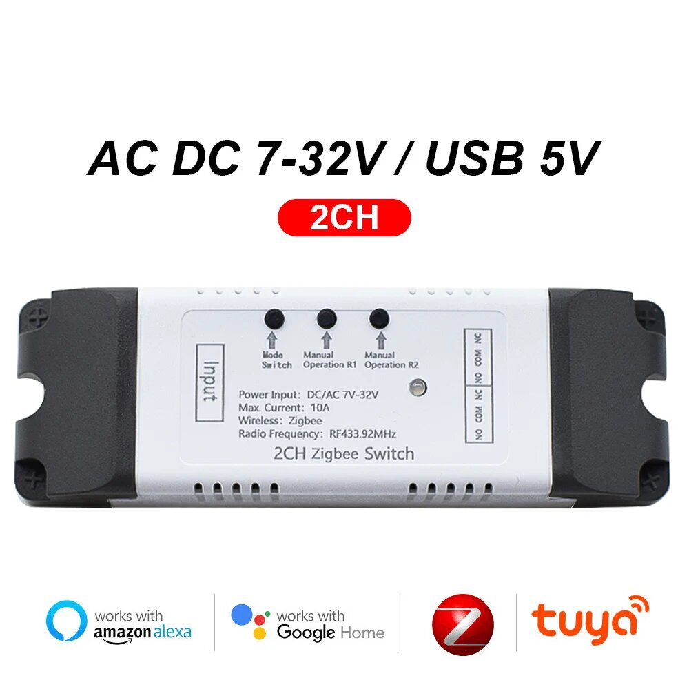SMIKI CONTROL 2-канальный Zigbee реле для умного дома 7-32V