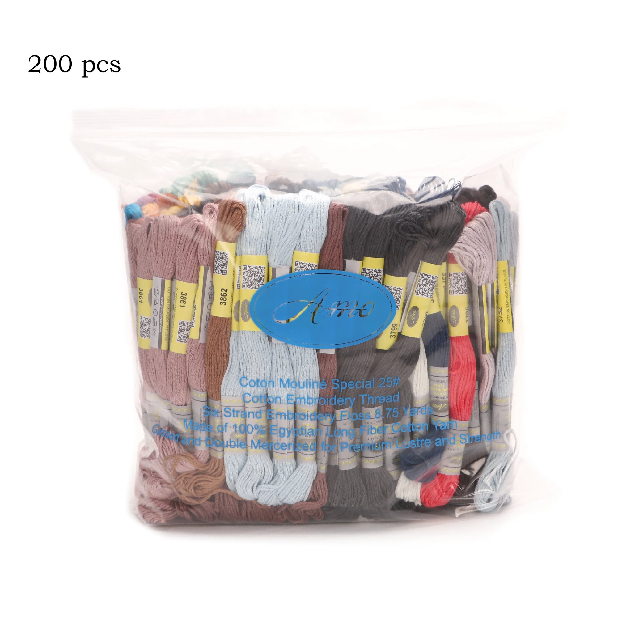 Amo Choose 505 нити для вышивки крестиком, хлопок, 8 м 200 Pieces