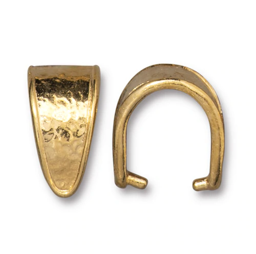 Держатель 15х9.5мм, TierraCast, узорный, с окантовкой, зажимной, базовый материал - оловянный сплав, позолоченный, 1 шт.