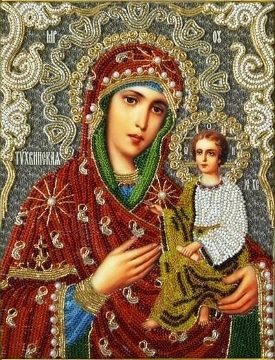 Набор для вышивания Вышиваем бисером #А-29 Тихвинская Богородица, Вышивка бисером, 19 х 24 см