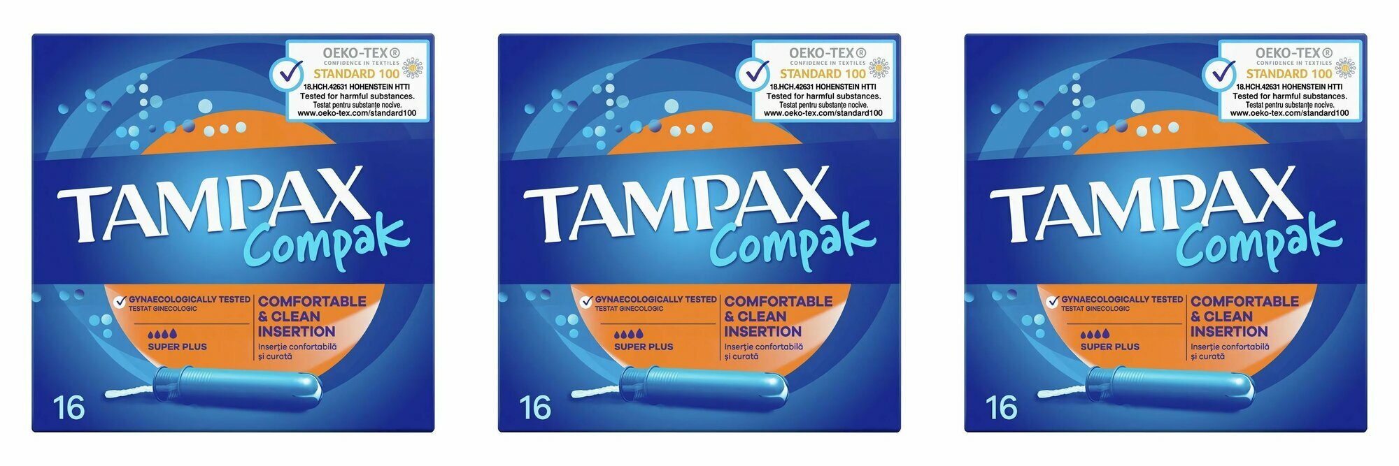 Tampax Тампоны женские с аппликатором Compak Super Plus Duo, 16 шт, 3 уп
