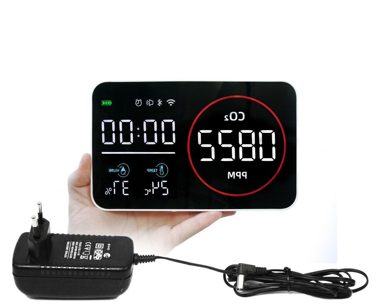 Умный многофункциональный датчик Tuya Wi-Fi детектор воздуха 4 в 1 СтражГаз Мод:916-M6-TUYA (Z63038NM): углекислый газ (CO2), влажность, температура