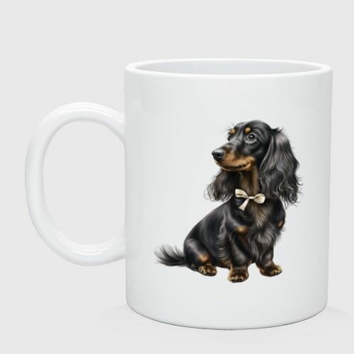 Такса длинношерстная с бантиком Кружка