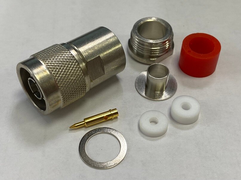 Разъем Jyebao N3200-0214 (5 штук) вилка N-типа прижимная для кабеля RG213/RG214/LMR400