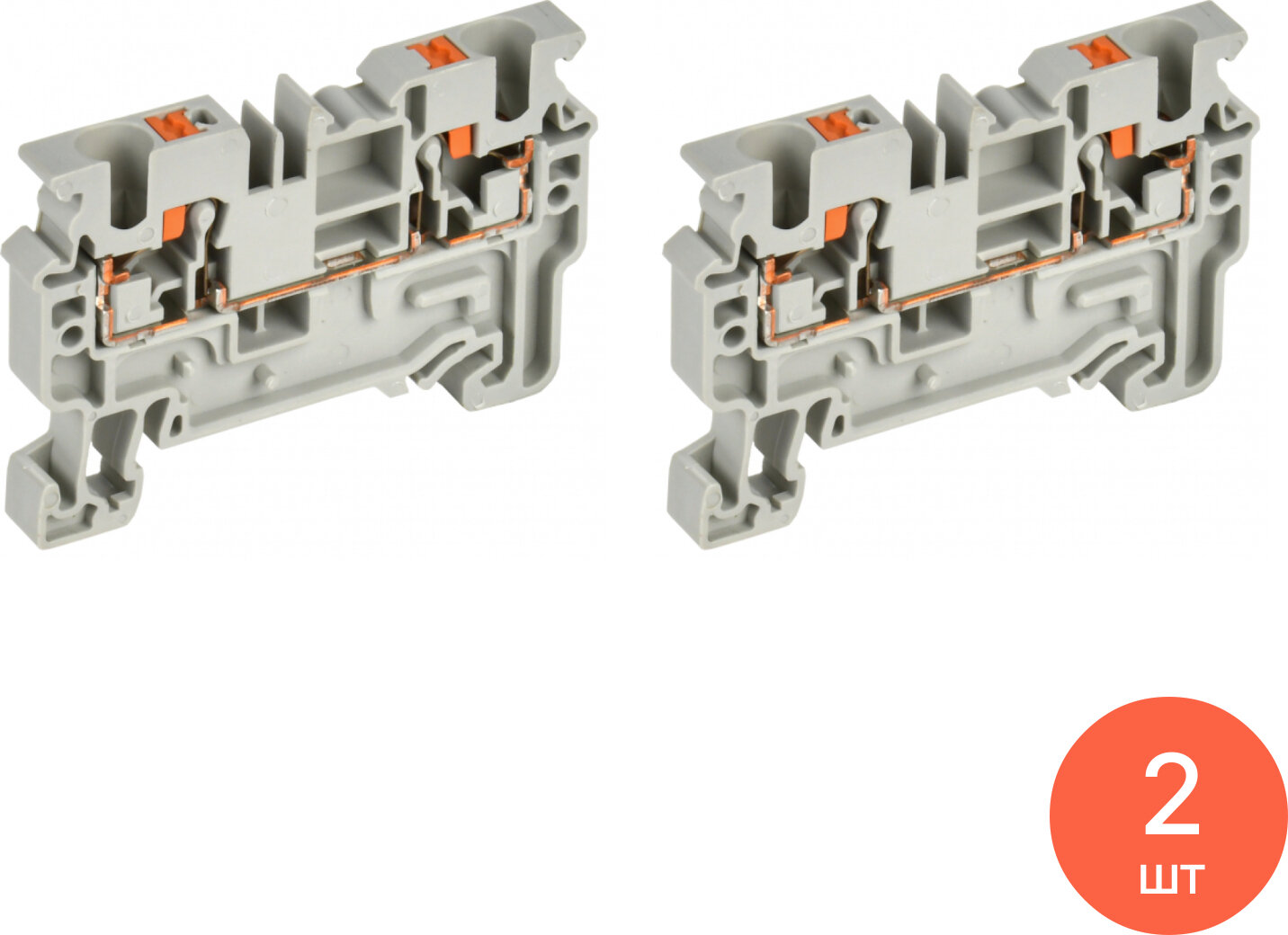 Клемма для проводов IEK / ИЭК CP Push-In 4мм2 корпус огнеупорный пластик, серая, 54.8х6мм, 1шт. / зажим (комплект из 2 шт)