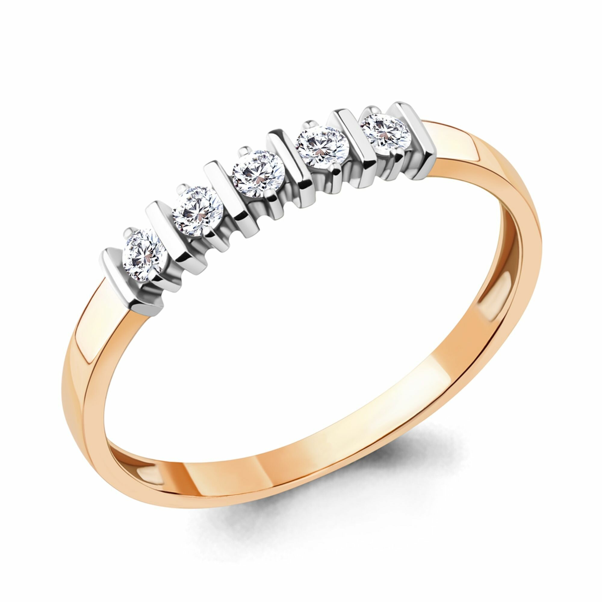 Кольцо дорожка, красное золото, 585 проба, бриллиант