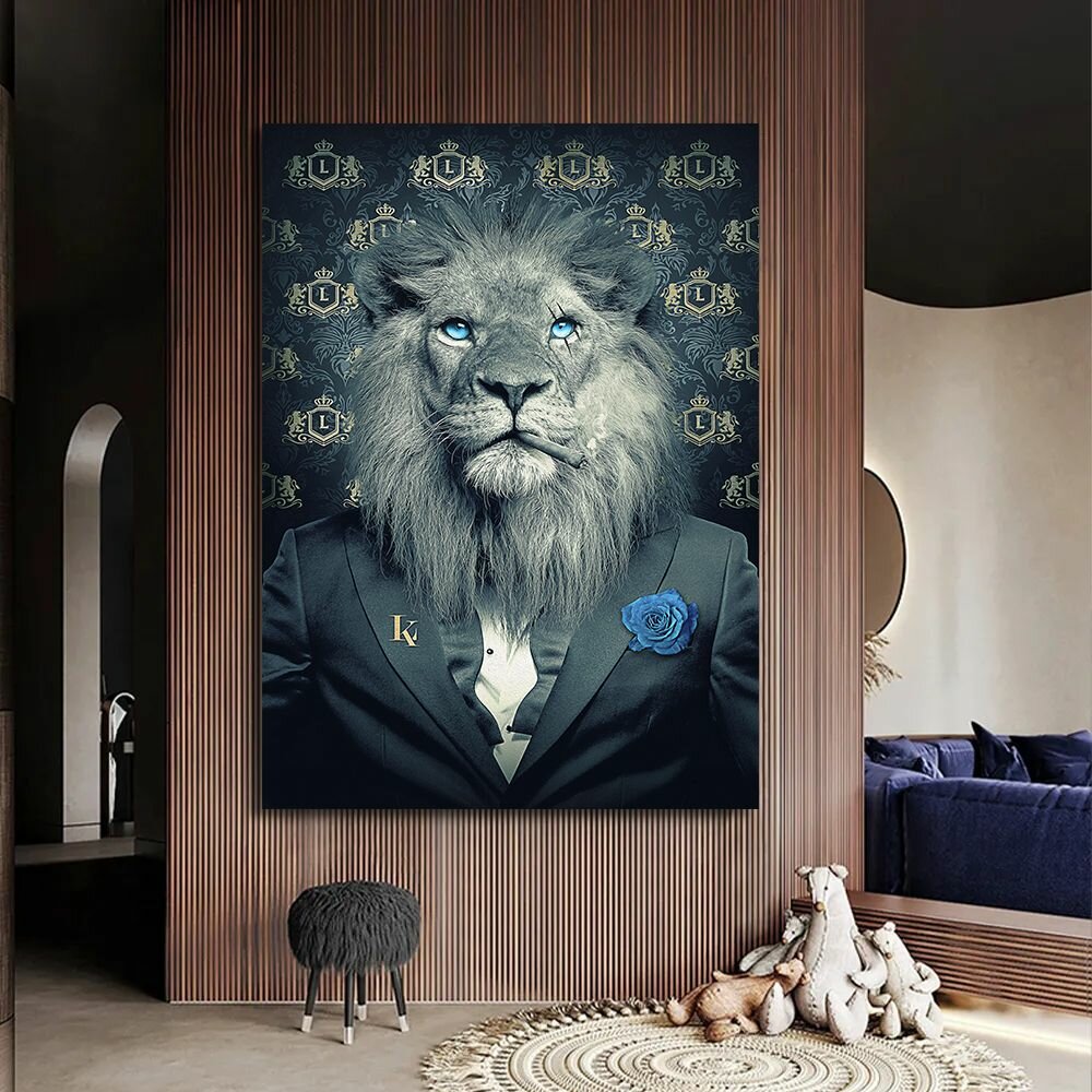 Картина "Лев", на холсте, на подрамнике, с креплением "крокодил", 30x40 см