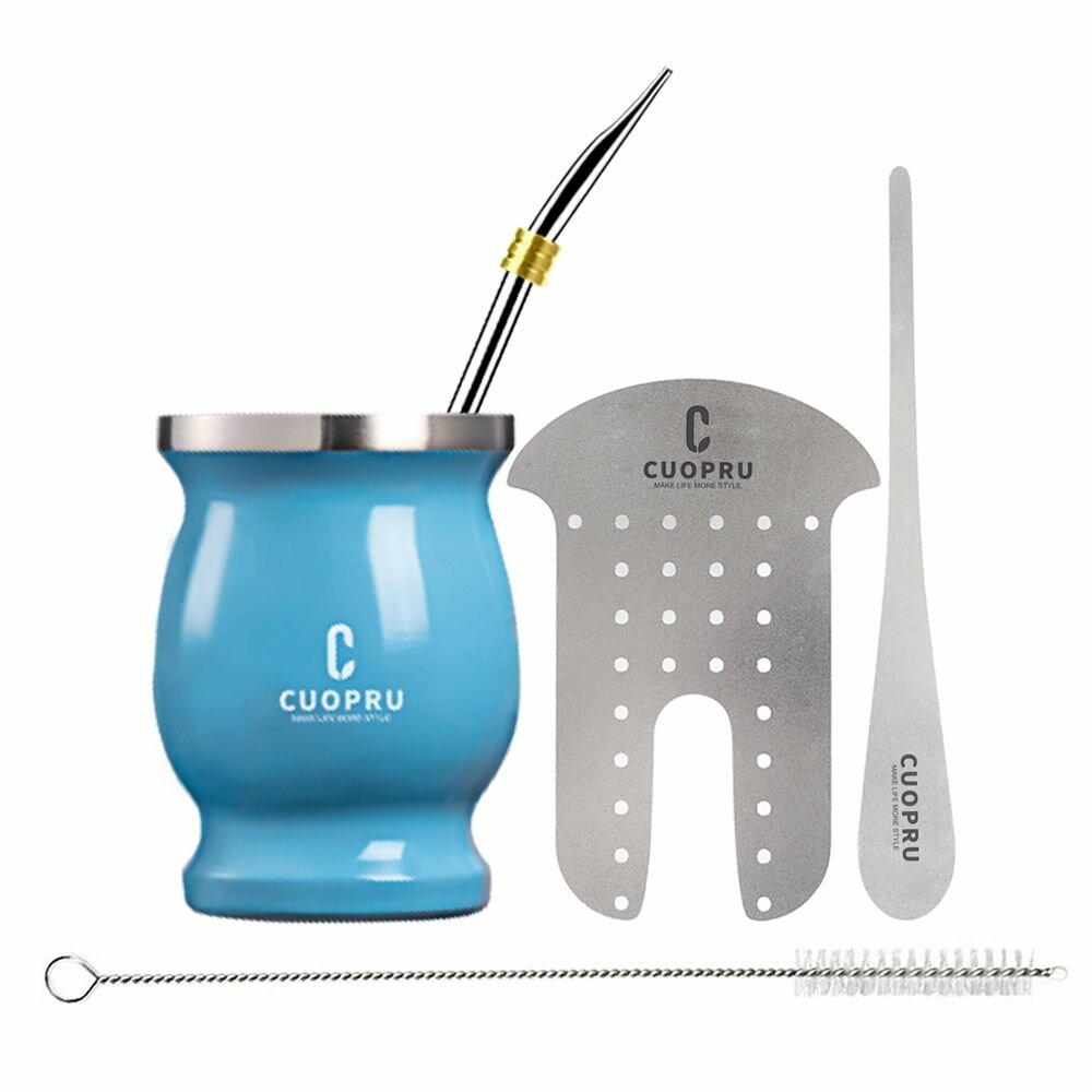 Набор чашек для мате 220 мл с бомбильей и фильтром, аргентинский стиль