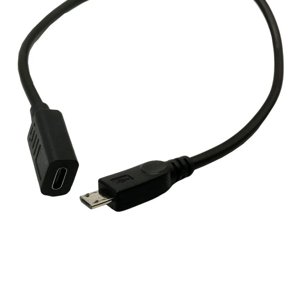 Кабель Micro USB - Type-C, черный, 0.25 м, Left — фото 1