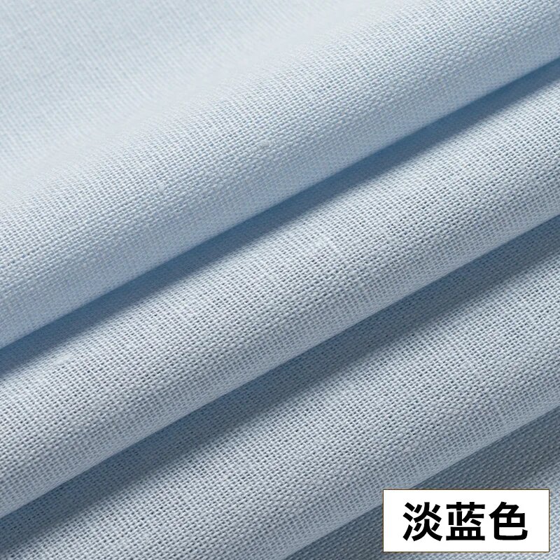 Льняная хлопковая ткань для рукоделия 50x140 см Белый, light blue