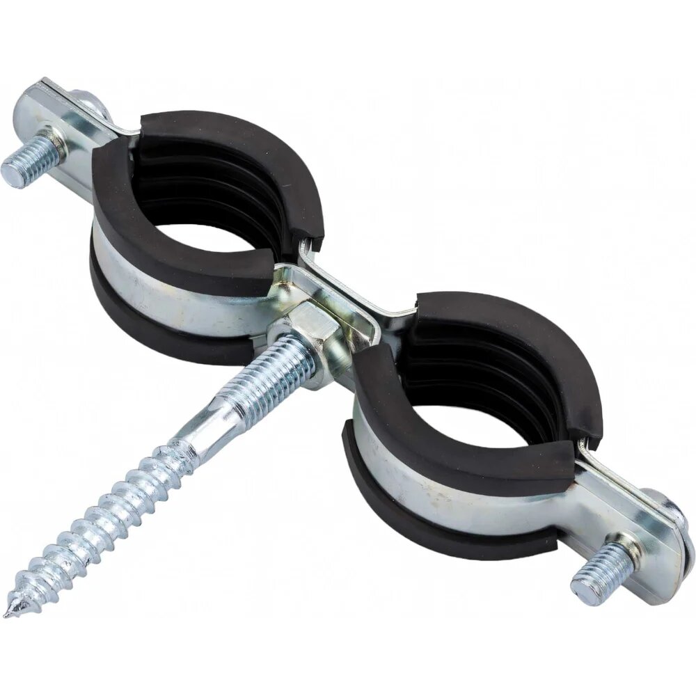 Двойной хомут для труб STOUT Sac-0020-200034 3/4"(25-29) к-т: хомут, шпилька-шуруп, дюбель пл. RG00914JHLO3AO, белый