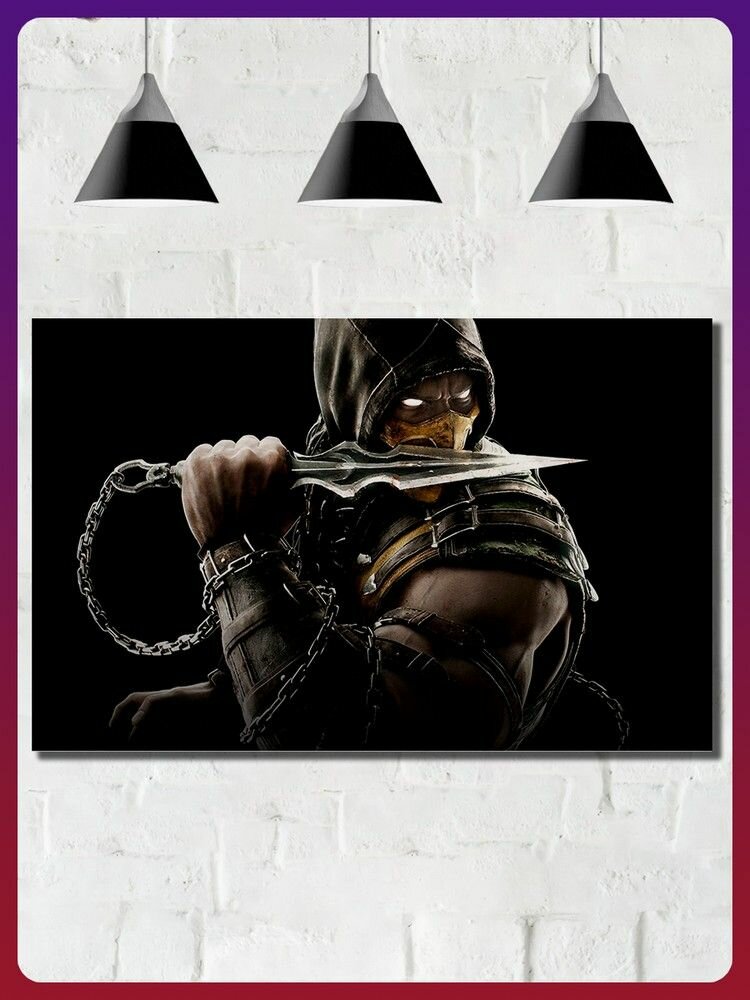 Картина интерьерная на дереве игры Мортал комбат (Mortal Kombat, PS, Xbox, PC, Switch) - 6241217