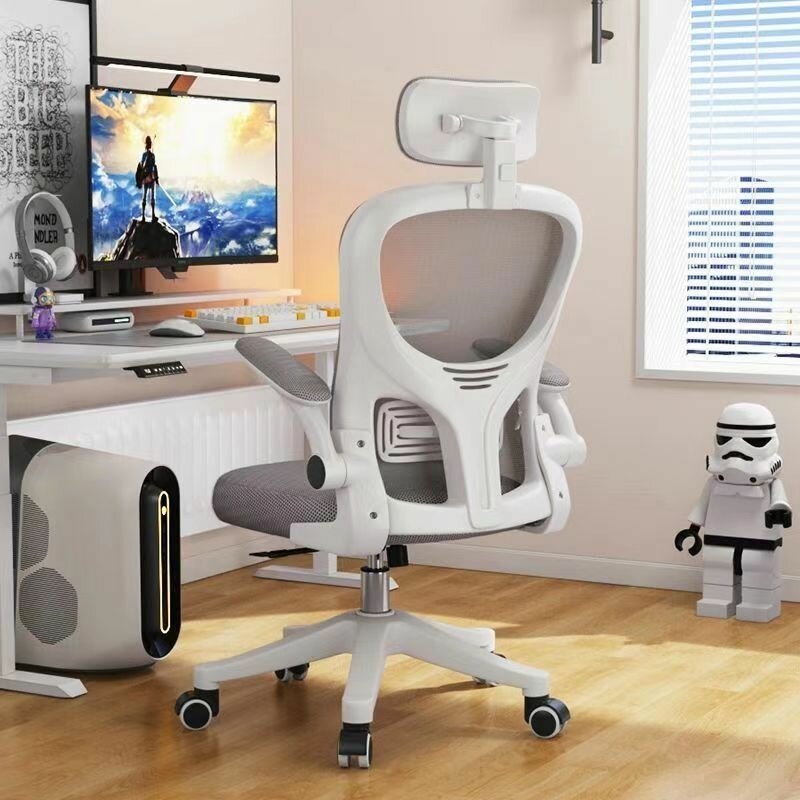 Игровое кресло, с регулировкой высоты, пружинно-винтовое качание, 57x48x48 см, белое/светло-серое