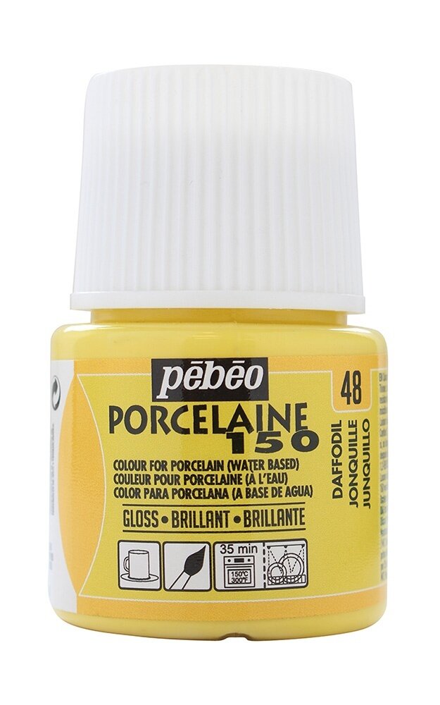 Краска по фарфору и керамике Pebeo под обжиг, пастельная, Porcelaine 150, 45 мл, желтый нарцисс