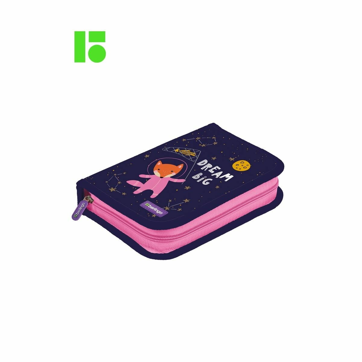 Пенал Berlingo "Fox Dreamer", 1 отделение, 200х140х40 мм, дополнительная откидная секция, полиэстер (PK11041)