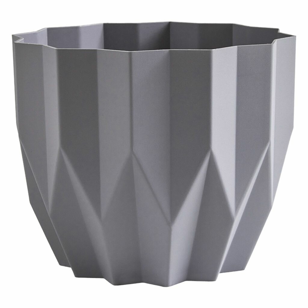 Кашпо для цветов BMC пластмассовое, 0,8 л D 13 см, h 16 см, со вставкой, серый жемчуг , Россия (КШ-4113)
