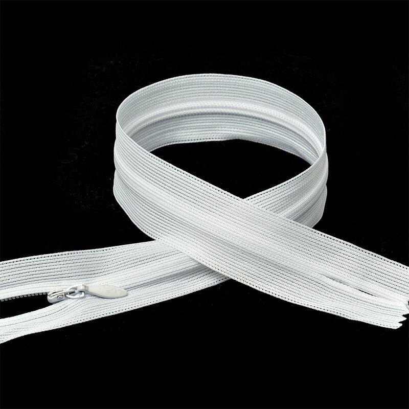 Молния MaxZipper пластмассовая, потайная, №3, 50 см, цвет F101, белый, упаковка 10 штук
