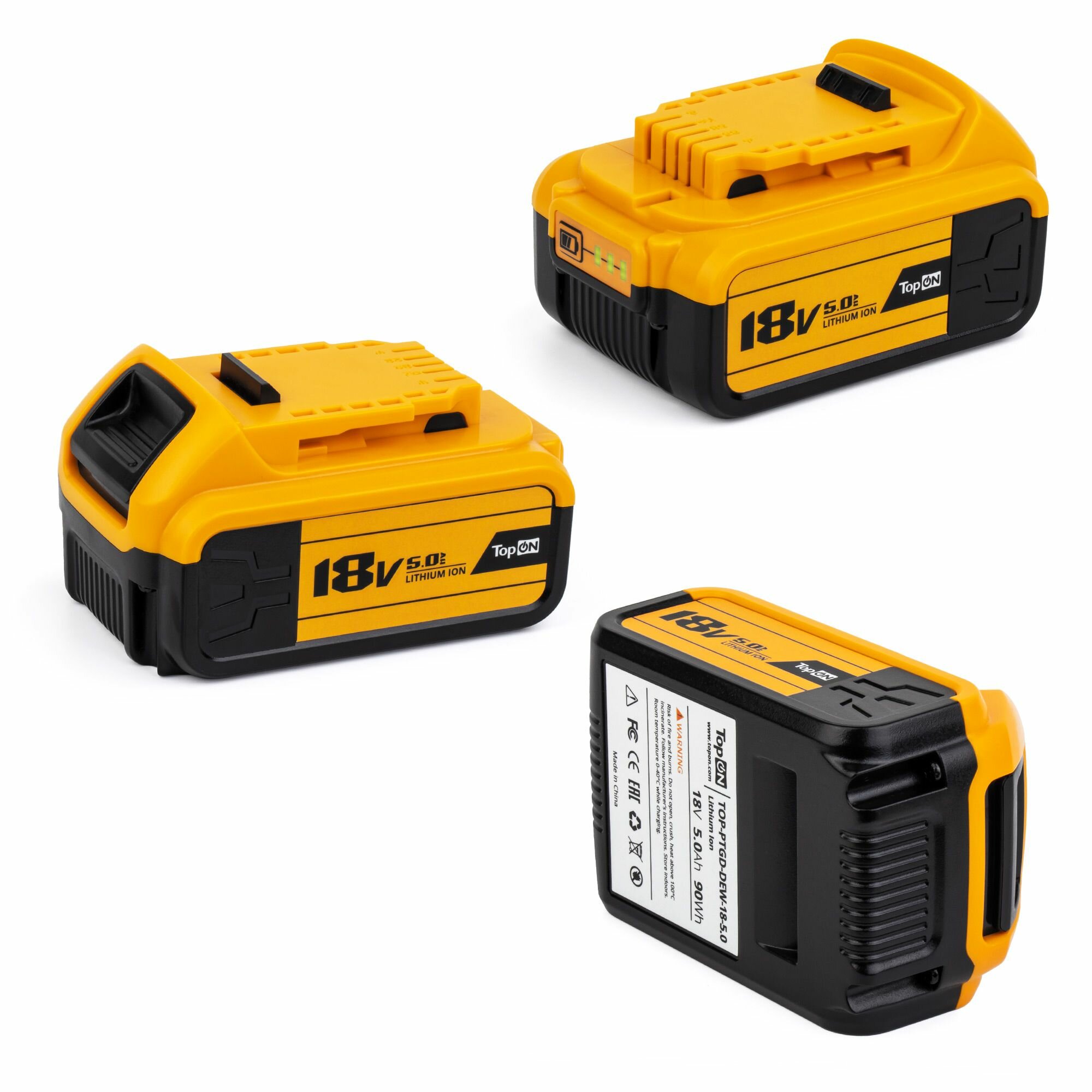 Аккумулятор для Dewalt 18V 5.0Ah (Li-Ion). PN: DCB180, DCB181, DCB182, DCB183