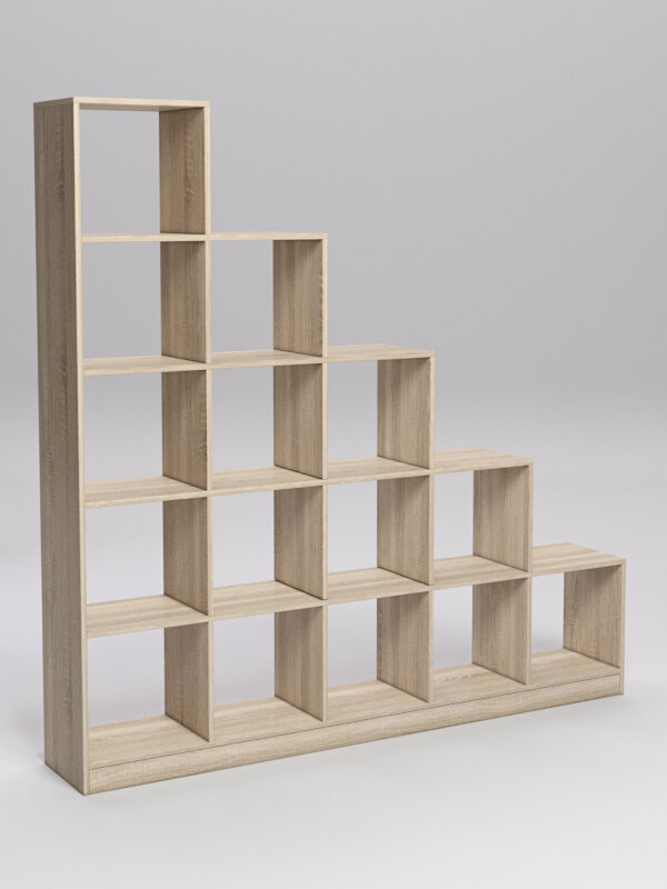 Стеллаж каскадный из ДСП Лестница №1 5 ячеек, Дуб Сонома. Производитель товара - компания Westcom.