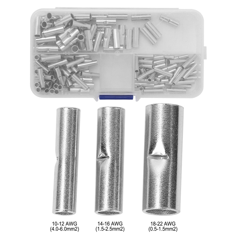 Набор из 150 неизолированных соединительных клемм для проводов (без изоляции).