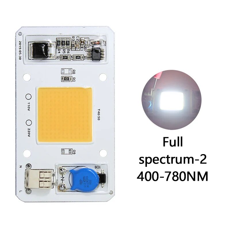 Светодиодный чип COB 50W, 220V, Full spectrum White