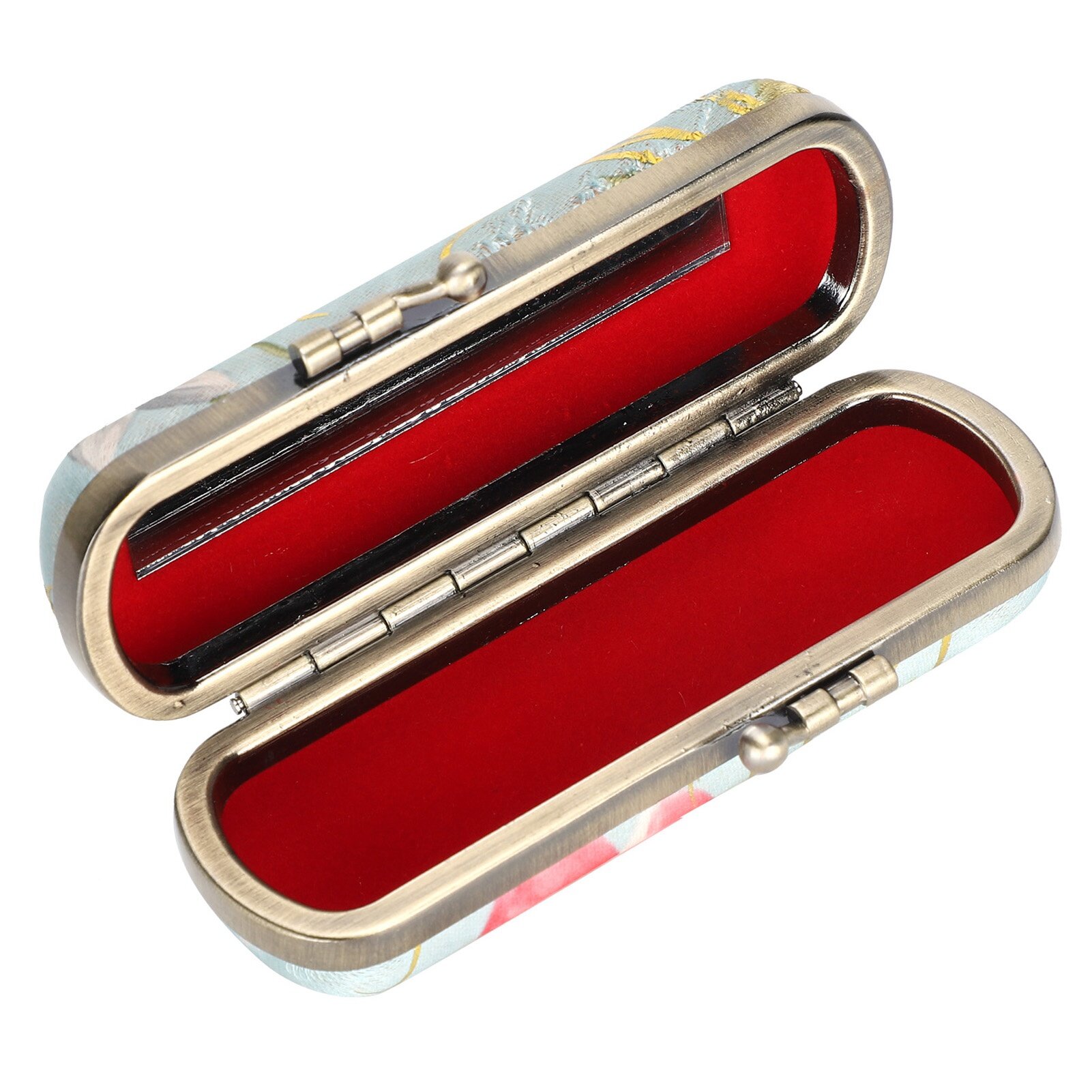 Чехол для губной помады, винтажный узор с вышивкой, портативный держатель для губной помады с зеркалом