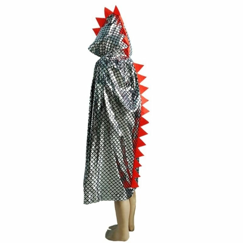 Плащ динозавра, реквизит для макияжа костюма, плащ маленькой ведьмы-серебристый