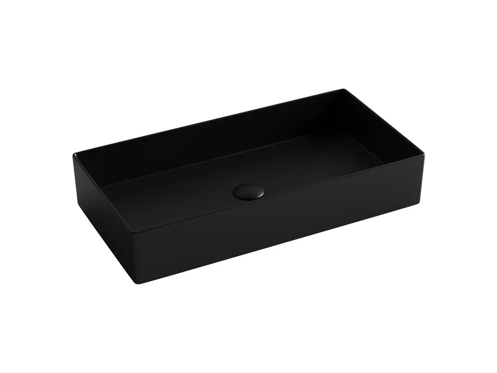 Накладная раковина Ceramicanova Element CN6071MB 70 накладная, без отверстия под смеситель, фарфоровая, прямоугольная, раковина для ванной, черная, матовая
