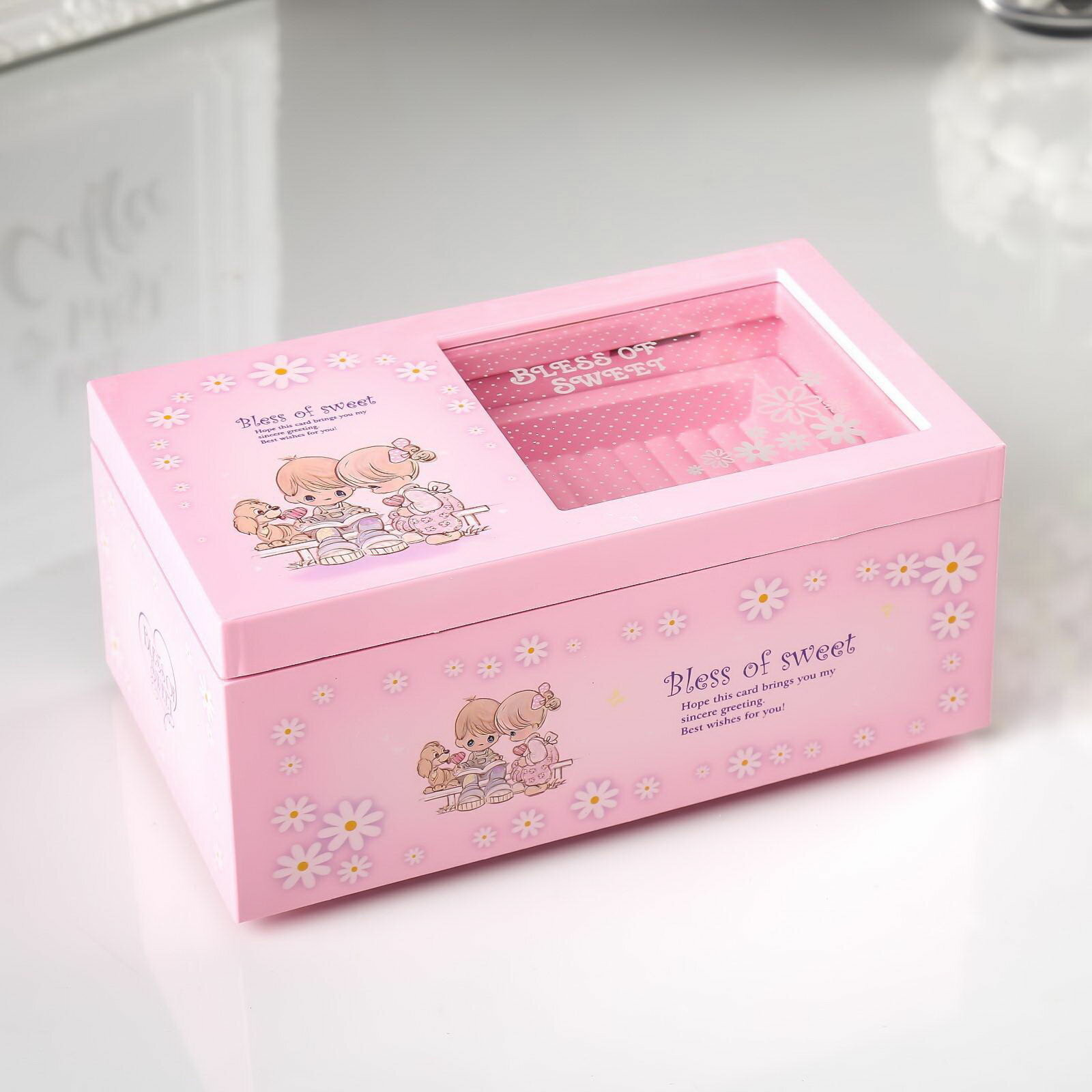 Шкатулка музыкальная механическая "Детские секреты", пластик, 17x9.5x7.8 см