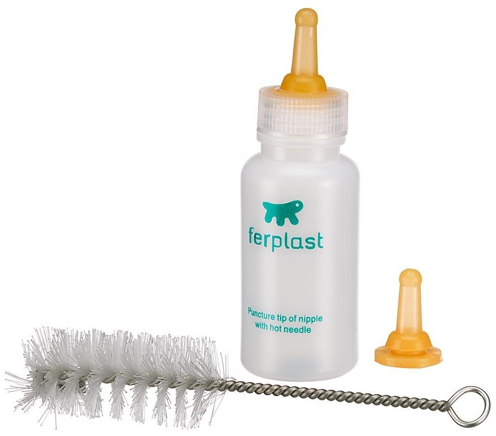 Поилка Ferplast PA 5504 с соской и ершиком для кошек и собак 120 мл прозрачный 0.12 л