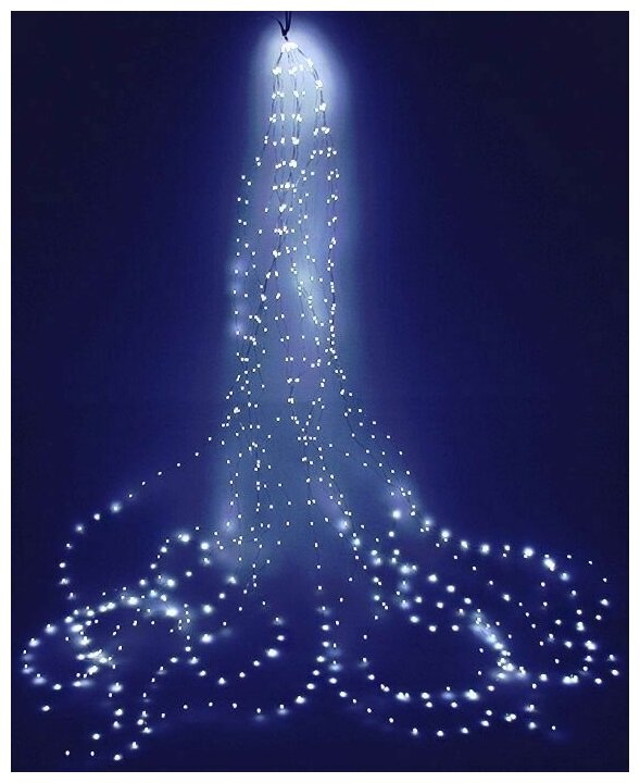 Электрогирлянда 408 холодных белых micro-LED-огней, 12*1.8+5 м, серебряная проволока, уличная, Kaemingk (Lumineo)