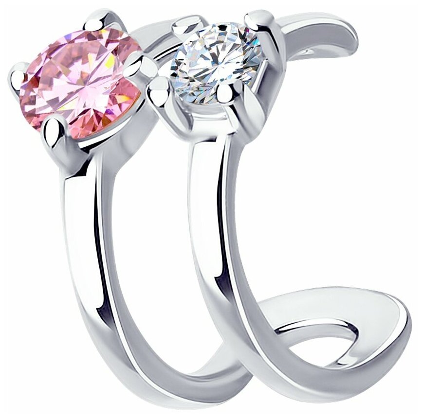 Моносерьга, серебро, 925 проба, родирование, фианит