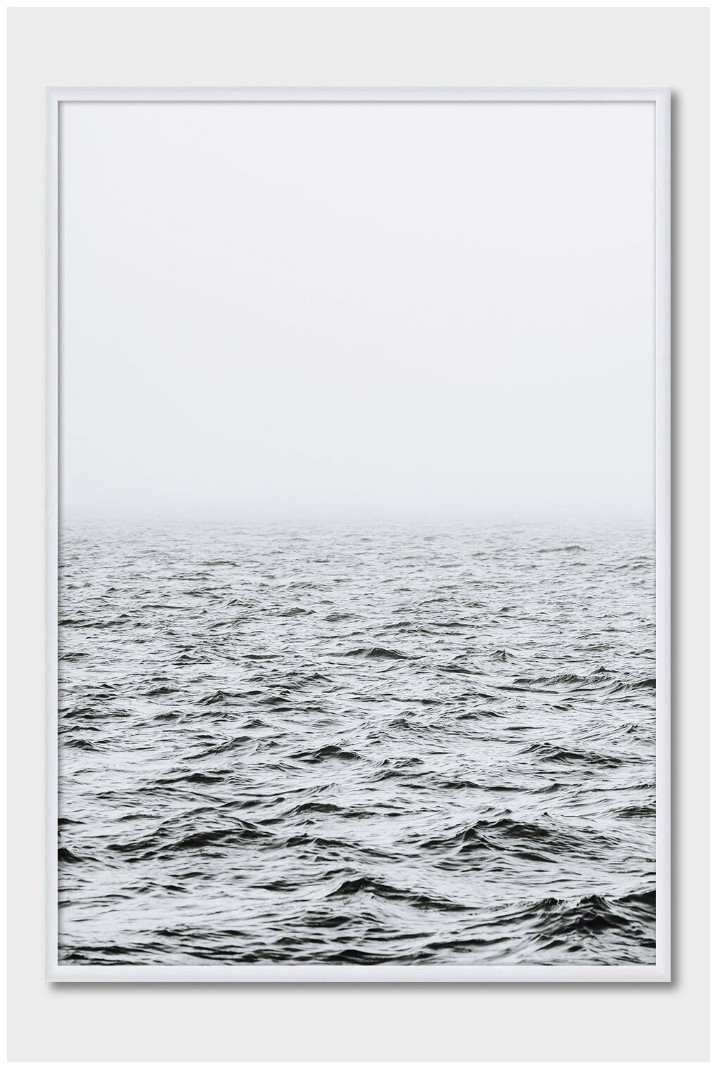 Постер на стену для интерьера Postermarkt Серое море №2, в белой рамке 50х70 см