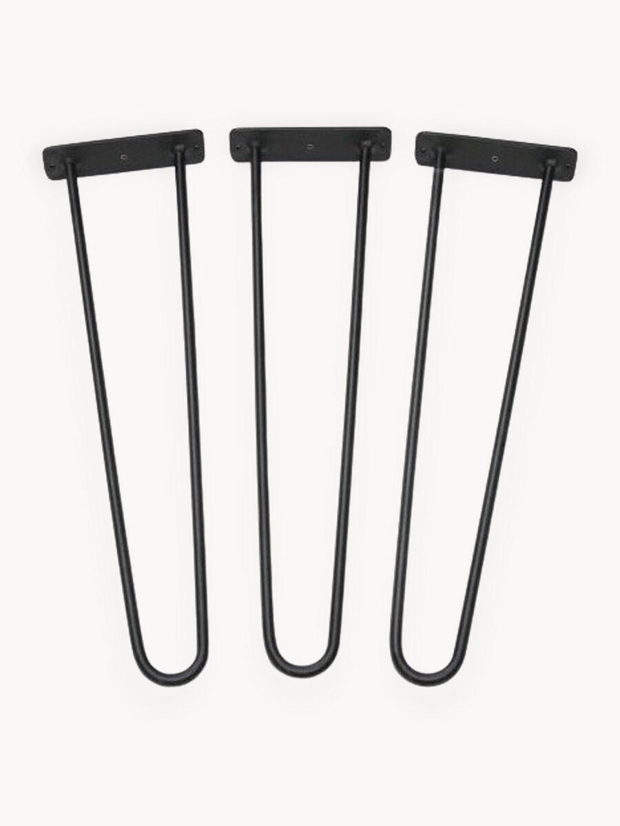 Ножки шпильки, металлические, двойные, чёрные, высота 50 см. Комплект 3 шт.