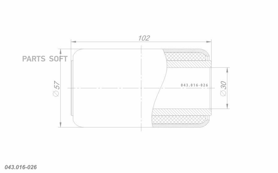 ROSTAR 043016026 сайлентблок металл рессоры !(мр) 30x57x102 \BPW
