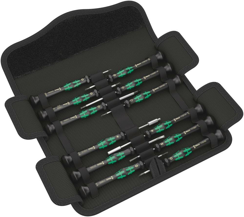 Kraftform Micro 12 Electronics 1 Набор отвёрток прецизионных, 12 пр, PH/TX BO/IPR/SL/HEX внутр/Microstix Wera WE-073677
