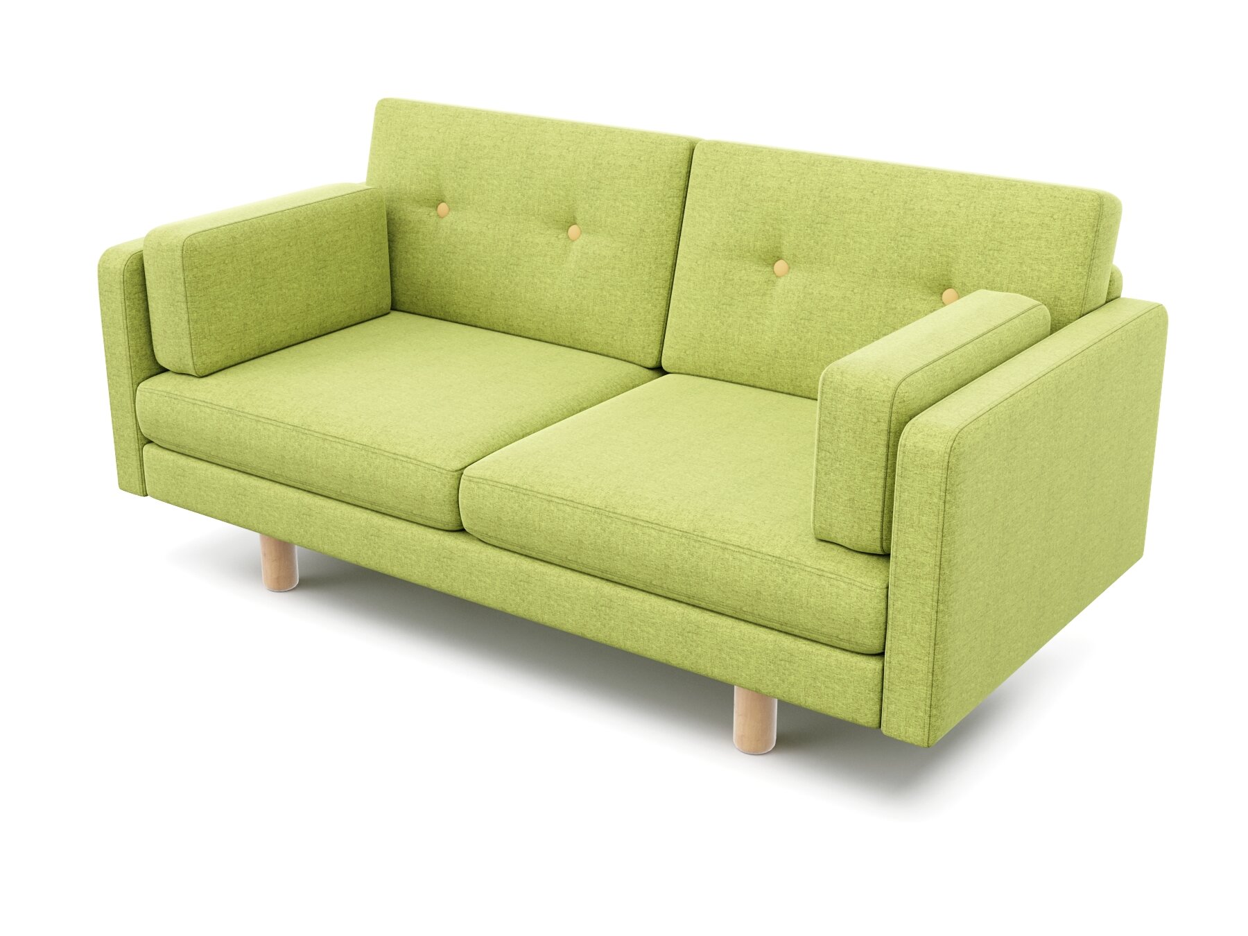 Мини диван Arsko Ингвар-М зеленый, рогожка, двухместный, в гостиную, в прихожую, на балкон, на ножках, скандинавский лофт