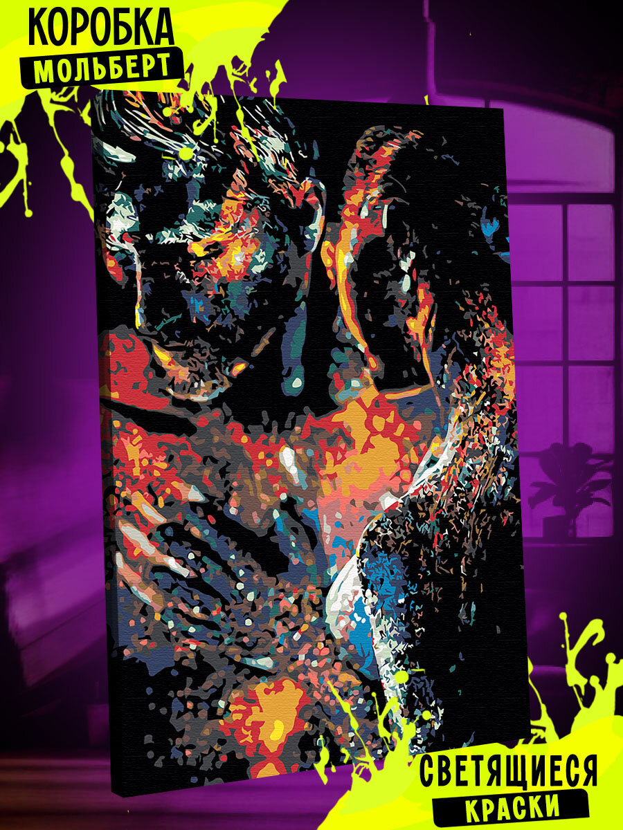 Картина по номерам светящаяся в темноте Портрет девушки неон / portrait of girl neon холст на подрамнике