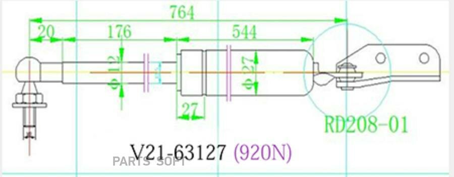 Амортизатор багажника JETT V21-63127 JETT арт. V21-63127