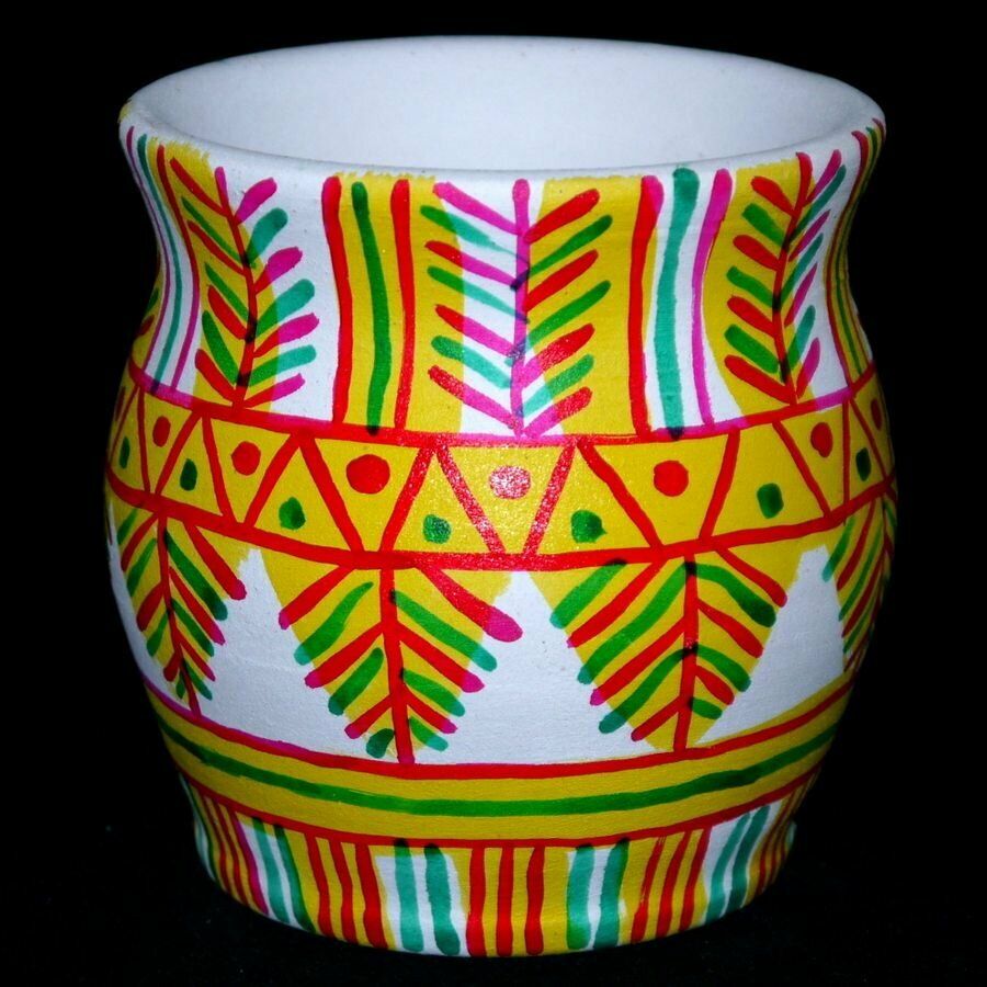 Горшочек с узором 2 без ручки, Филимоновская глиняная игрушка, ручная авторская работа