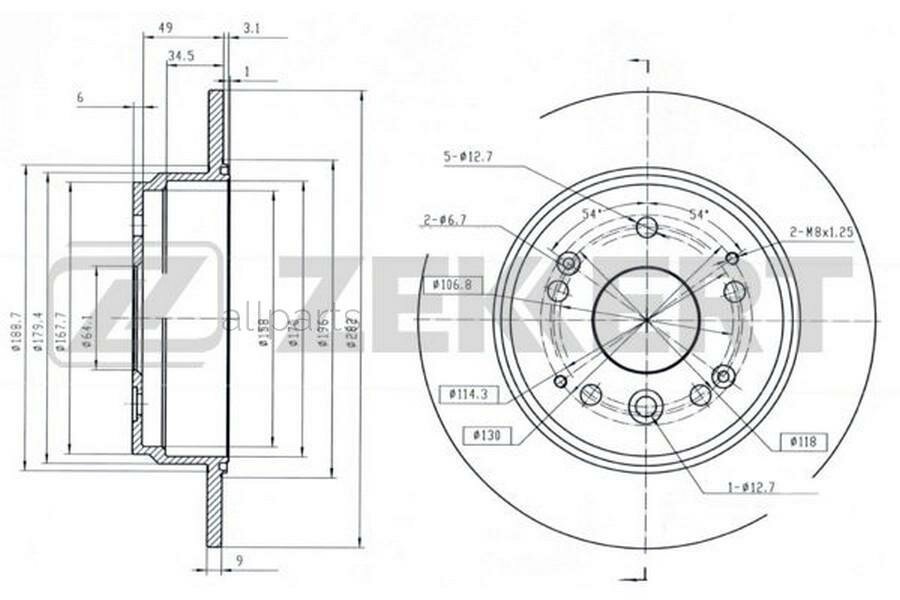 ZEKKERT BS-6127 Диск торм. задн. Honda Element 02-