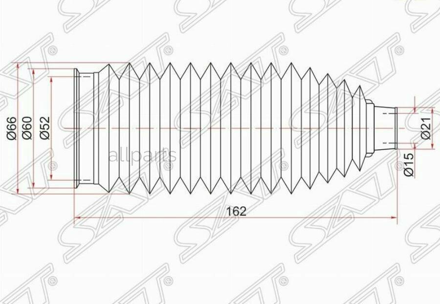 SAT ST-45535-48020 Пыльник рулевой рейки TOYOTA HARRIER 03-/JUKE 10 -/LEXUS RX300/330/350 03-06/KLUGER 03-07 LH=RH