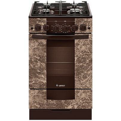 Газовая плита Gefest ПГ 5500-02 0114, 4 конфорки, 52 л, с электроподжигом, с грилем, с вертелом, чугунные решетки