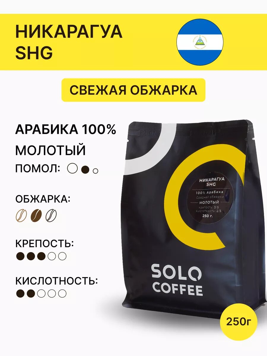 Кофе молотый Никарагуа, 250 г, свежая обжарка