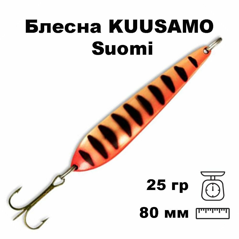 Блесна колеблющаяся (колебалка) Kuusamo Suomi 80мм, 25гр. 80/25 R/BL-C