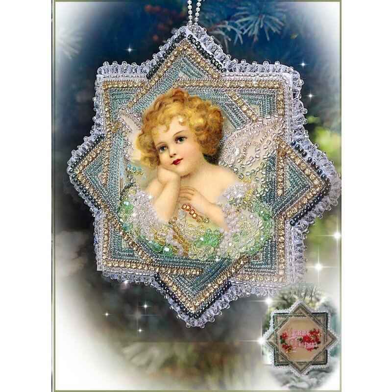 Набор для вышивания Образа в каменьях #Е-63 Ангел-2, Вышивка бисером, 11.5 х 11.5 см