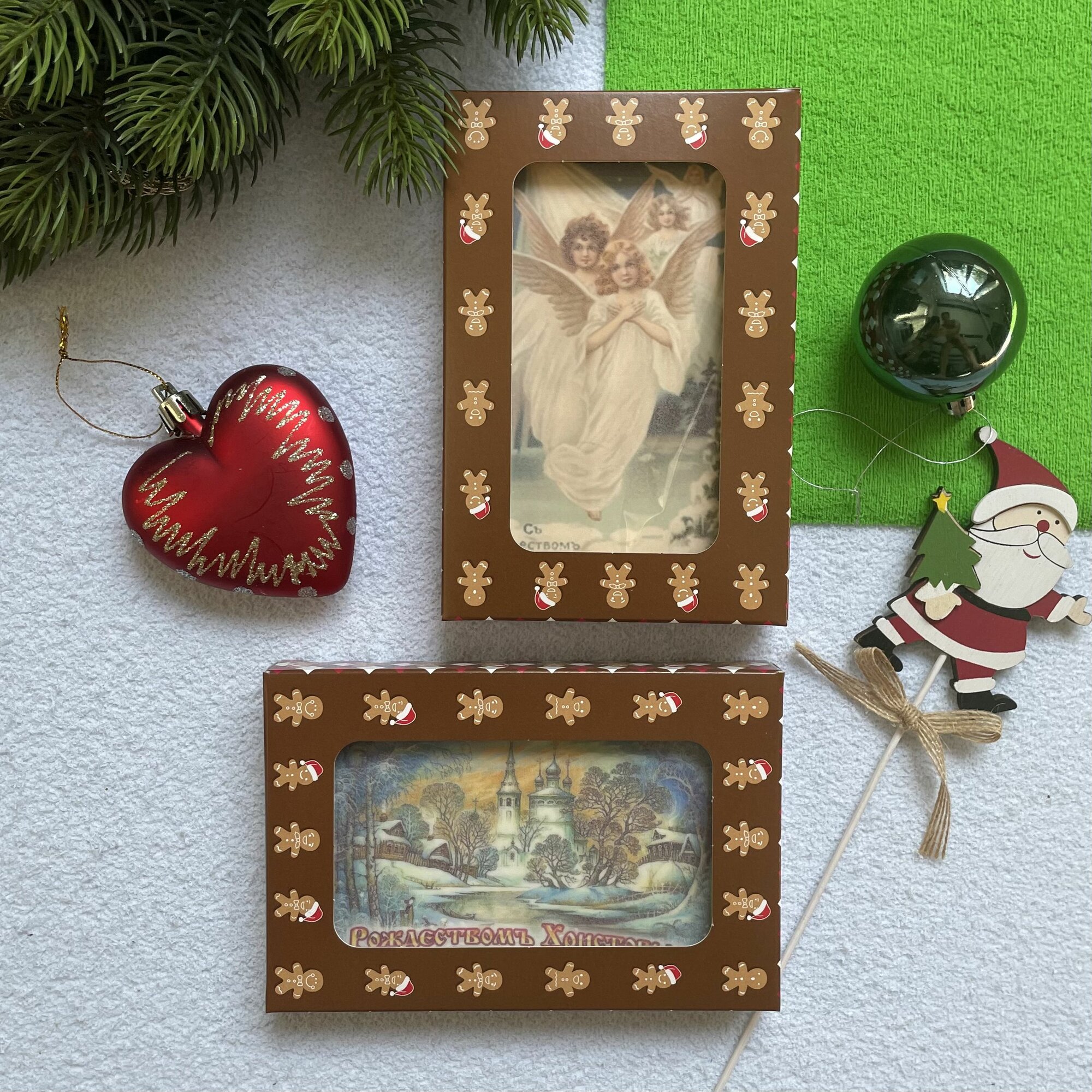 Пряники имбирные. 2 штуки. Рождество. Ангелы и церковь.