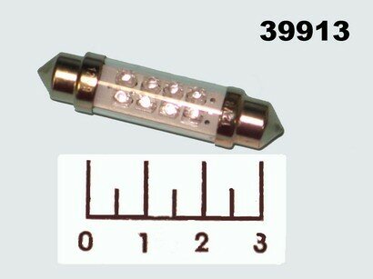 Лампа светодиодная салонная красная 44мм 12V 8LED (д/Европ)