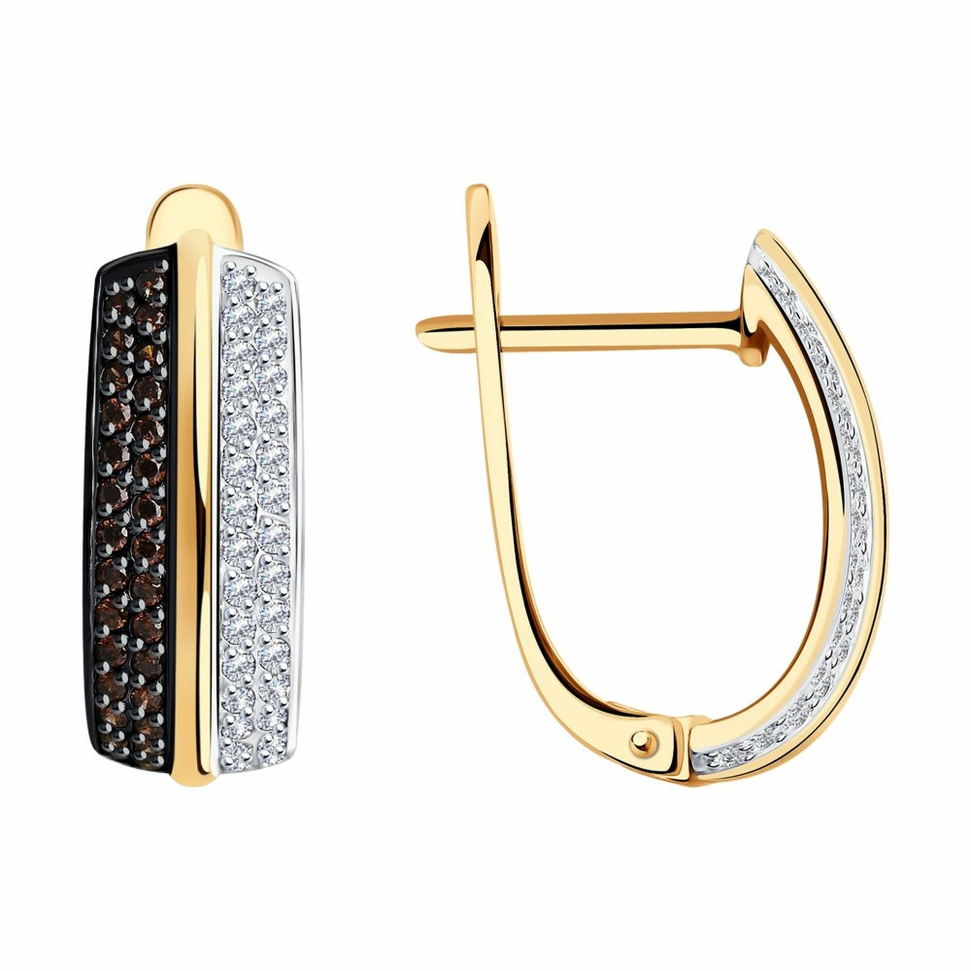 Серьги, красное золото, 585 проба, фианит